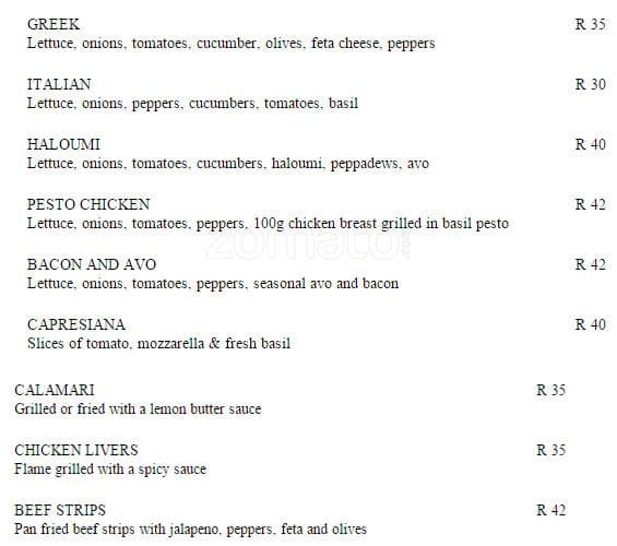 Menu at Newton's. cafe, Pretoria, Kesselaar Rd