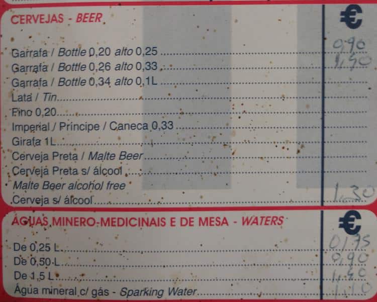 Menu at A Pioneira de Brandoa restaurant, Amadora