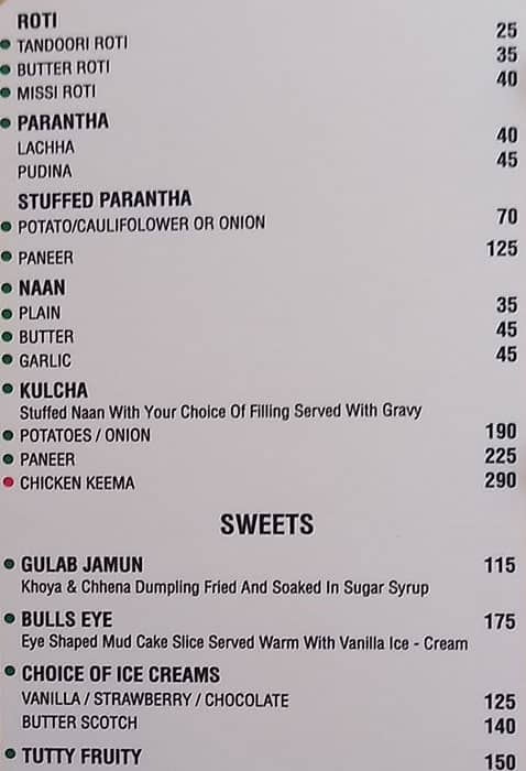 Menu at Atithi, Chandigarh, Near Government College For Girls