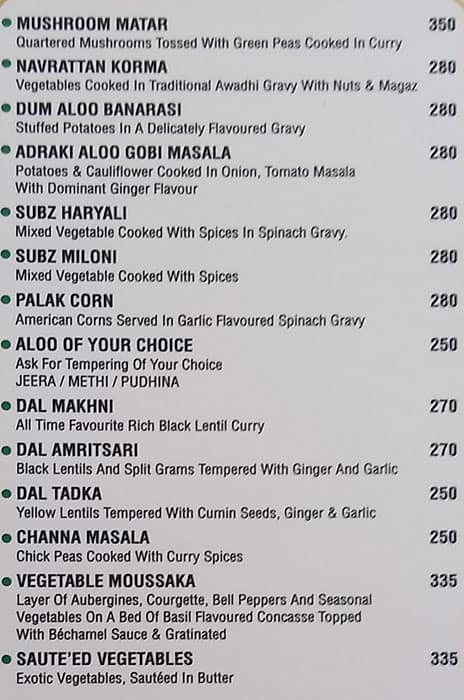Menu at Atithi, Chandigarh, Near Government College For Girls
