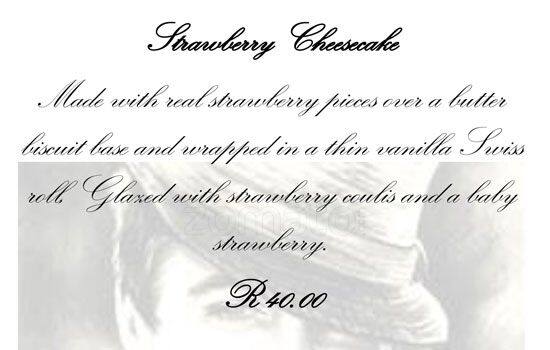 Menu at Ila Rouge Restaurant - Villa Paradiso, Hartbeespoort