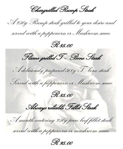 Menu at Ila Rouge Restaurant - Villa Paradiso, Hartbeespoort