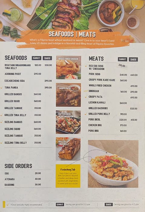Menu at Hukad restaurant, Parañaque, Dr Arcadio Santos Ave