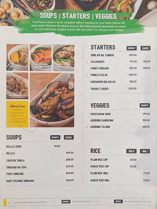 Carta del restaurante Hukad, Parañaque, Dr Arcadio Santos Ave