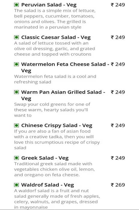 Menu of House Of Butler, By Pass Road (South), Indore