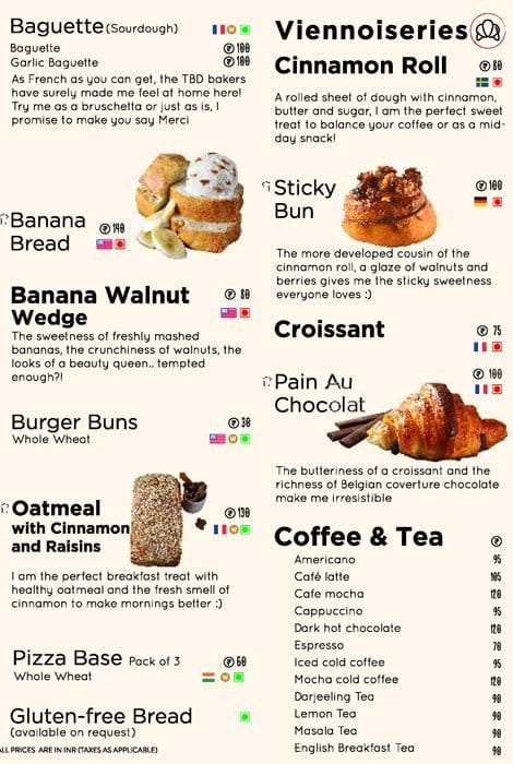 Menu at The Baker's Dozen, Mumbai, Eden II