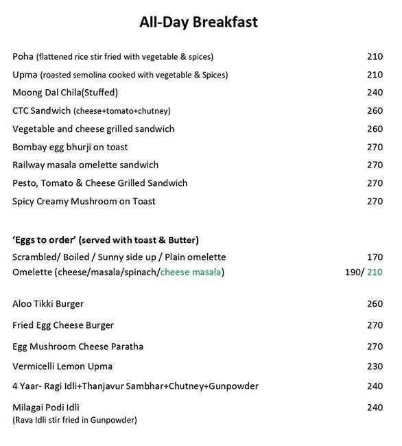 Menu at Roots - Cafe in the Park, Gurugram