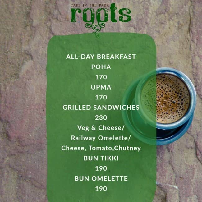 Menu at Roots Cafe, Gurugram Rural