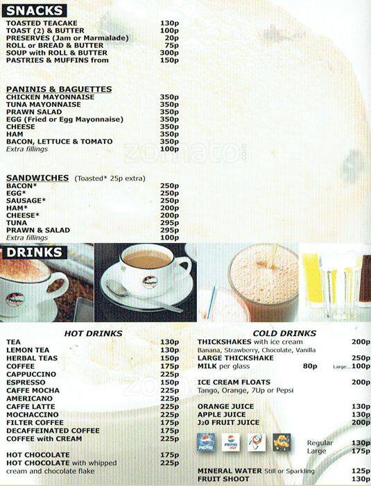 Menu at Poppins cafe, Romford, 1 Western Rd