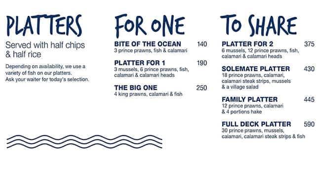Menu at Ocean Basket, Johannesburg South, Shop 39