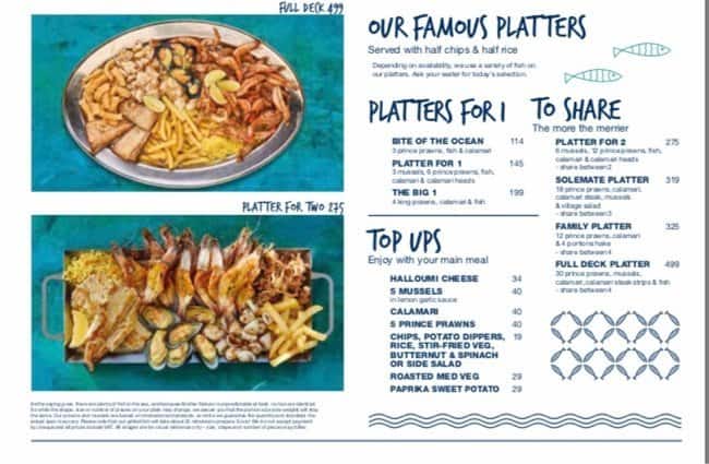 Menu at Ocean Basket restaurant, Johannesburg, Shop 2 & 3