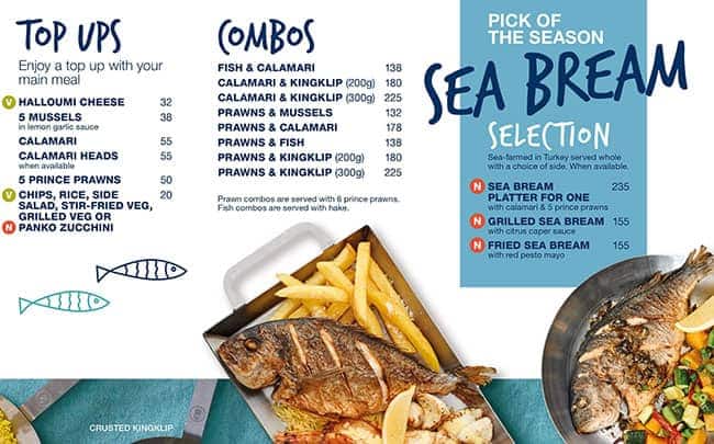 Menu at Ocean Basket, Johannesburg South, Shop 39