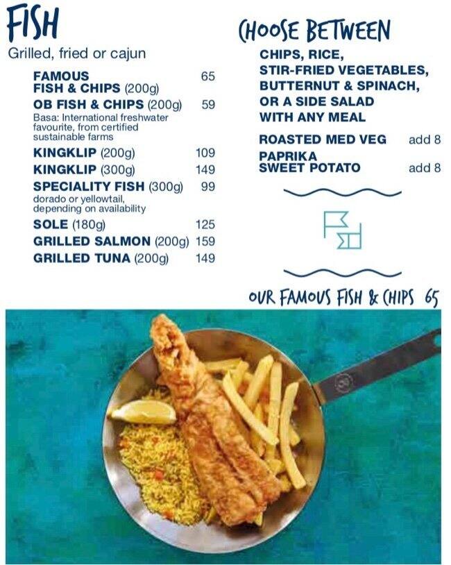 Menu at Ocean Basket restaurant, Johannesburg, Shop 2 & 3