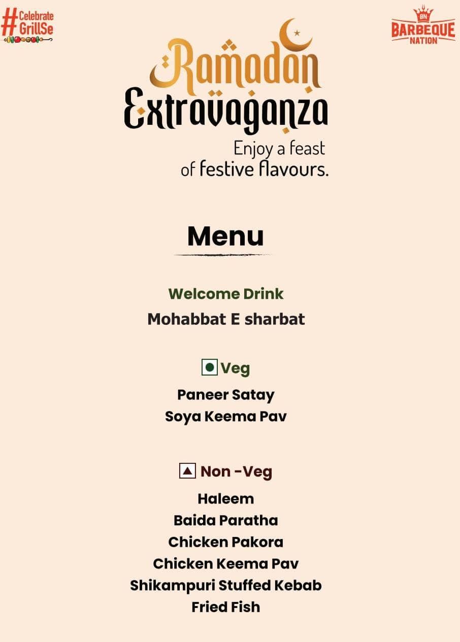 Menu of Barbeque Nation, T. Nagar, Chennai