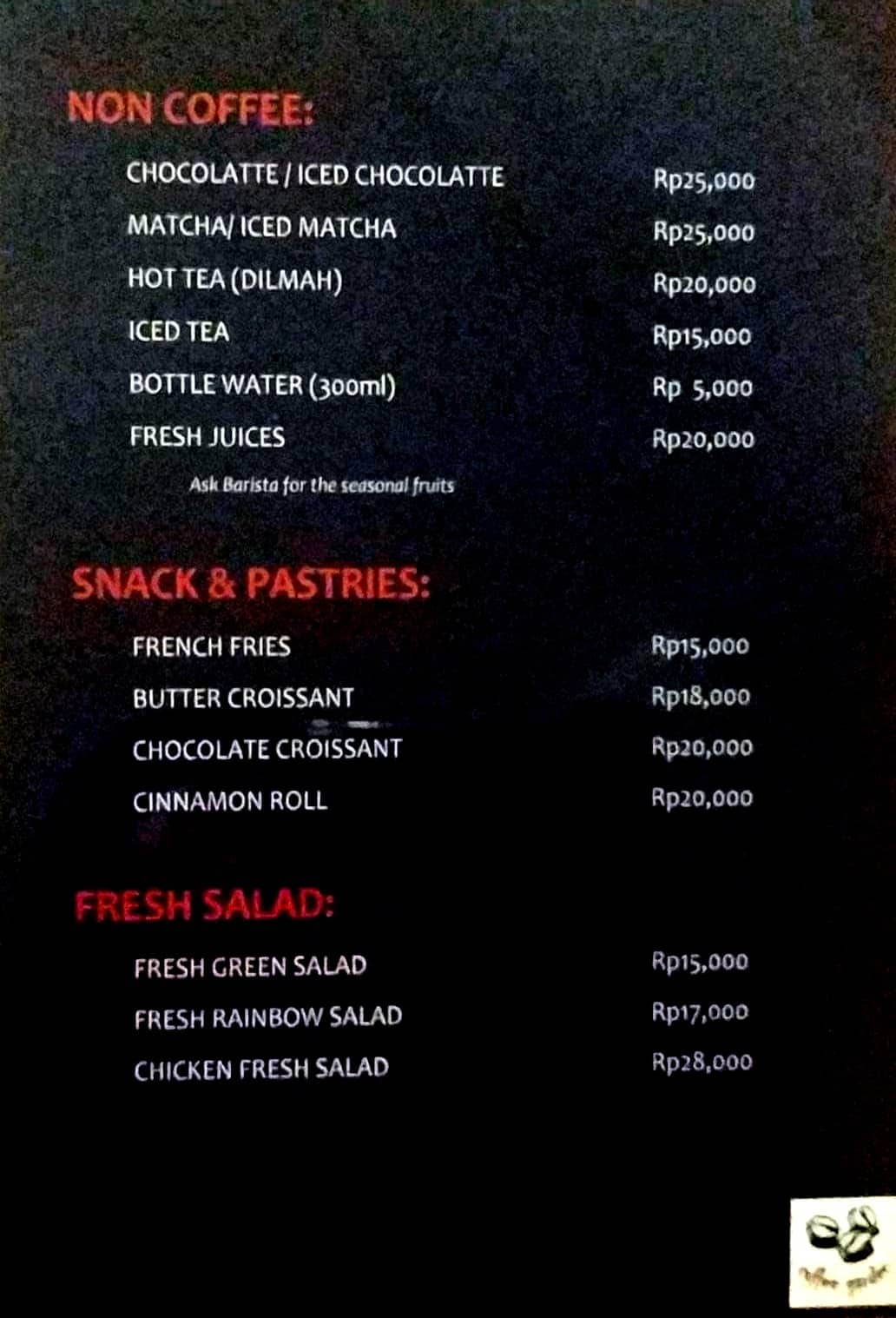 Menu at Coffee Garden (Kemang Timur) cafe, South Jakarta, 10
