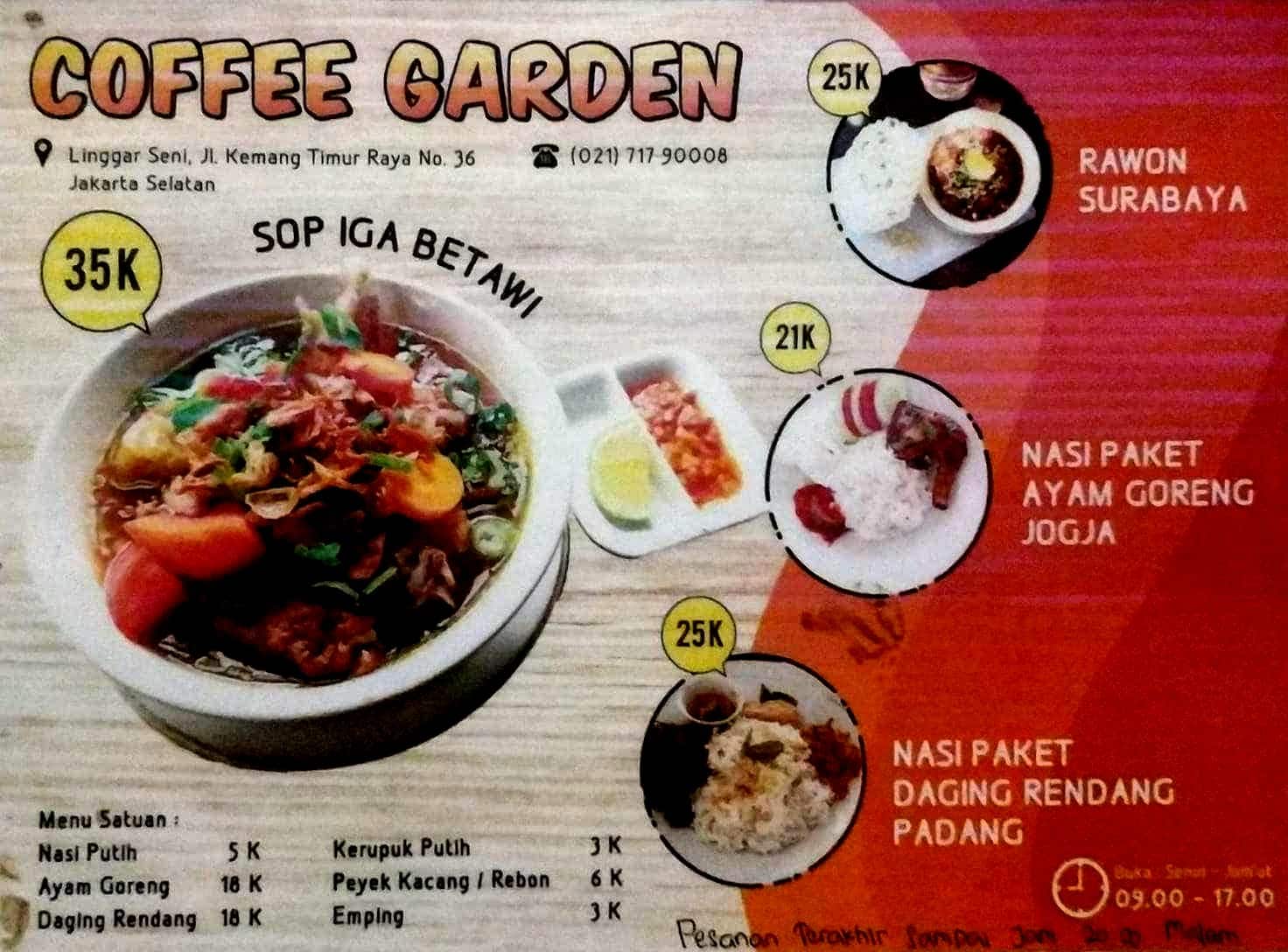 Menu at Coffee Garden (Kemang Timur) cafe, South Jakarta, 10