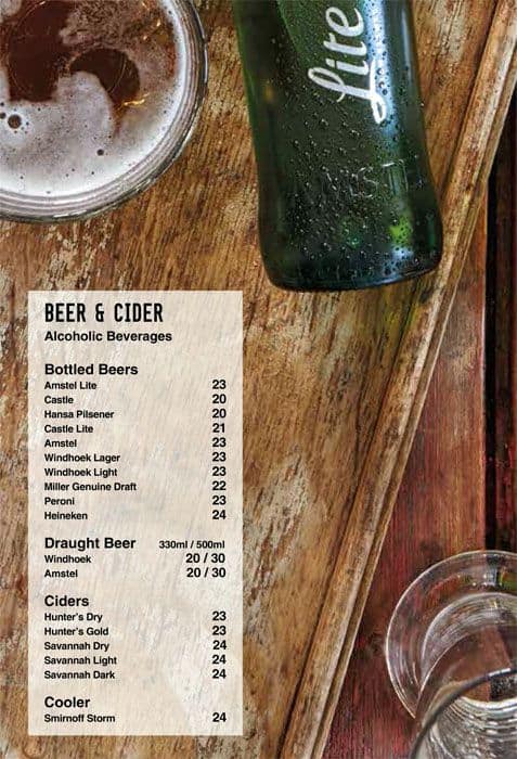 Menu au Cape Town Fish Market, Pretoria, Parkview Shopping Centre