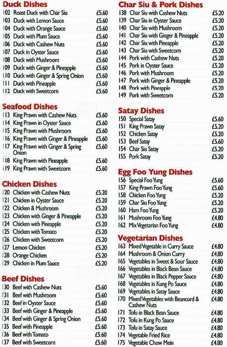 Menu at Mandarin House restaurant, Edinburgh, 14-18 Lady Lawson Street