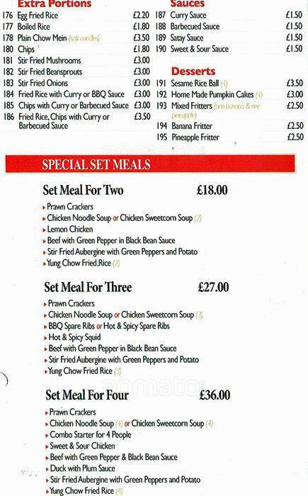 Menu at Mandarin House restaurant, Edinburgh, 14-18 Lady Lawson Street