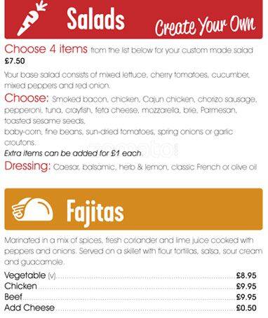 Menu at Bunker Bar, Glasgow