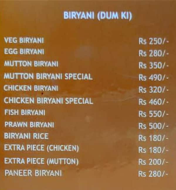 Menu at Hotel Shezan Exhibition Ground, Hyderabad