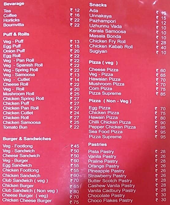 K.R. Bakes Menu, Menu for K.R. Bakes, Kaloor, Kochi - Zomato
