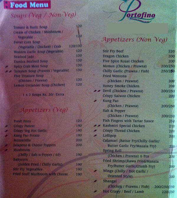 Portofino Menu, Menu for Portofino, Colva, Goa - Zomato