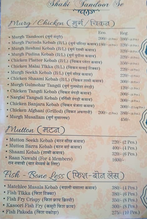 Menu at Nafees Restaurant, Indore, Apollo Avenue