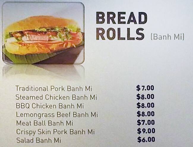 Menu at Taste Of Saigon restaurant, Surry Hills