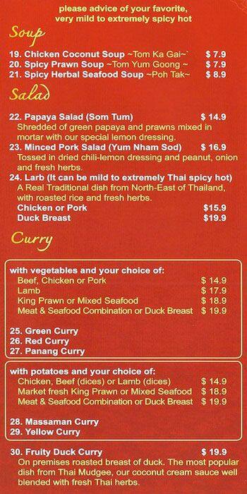 Menu at Thai Wicked Wok restaurant, Burleigh Heads