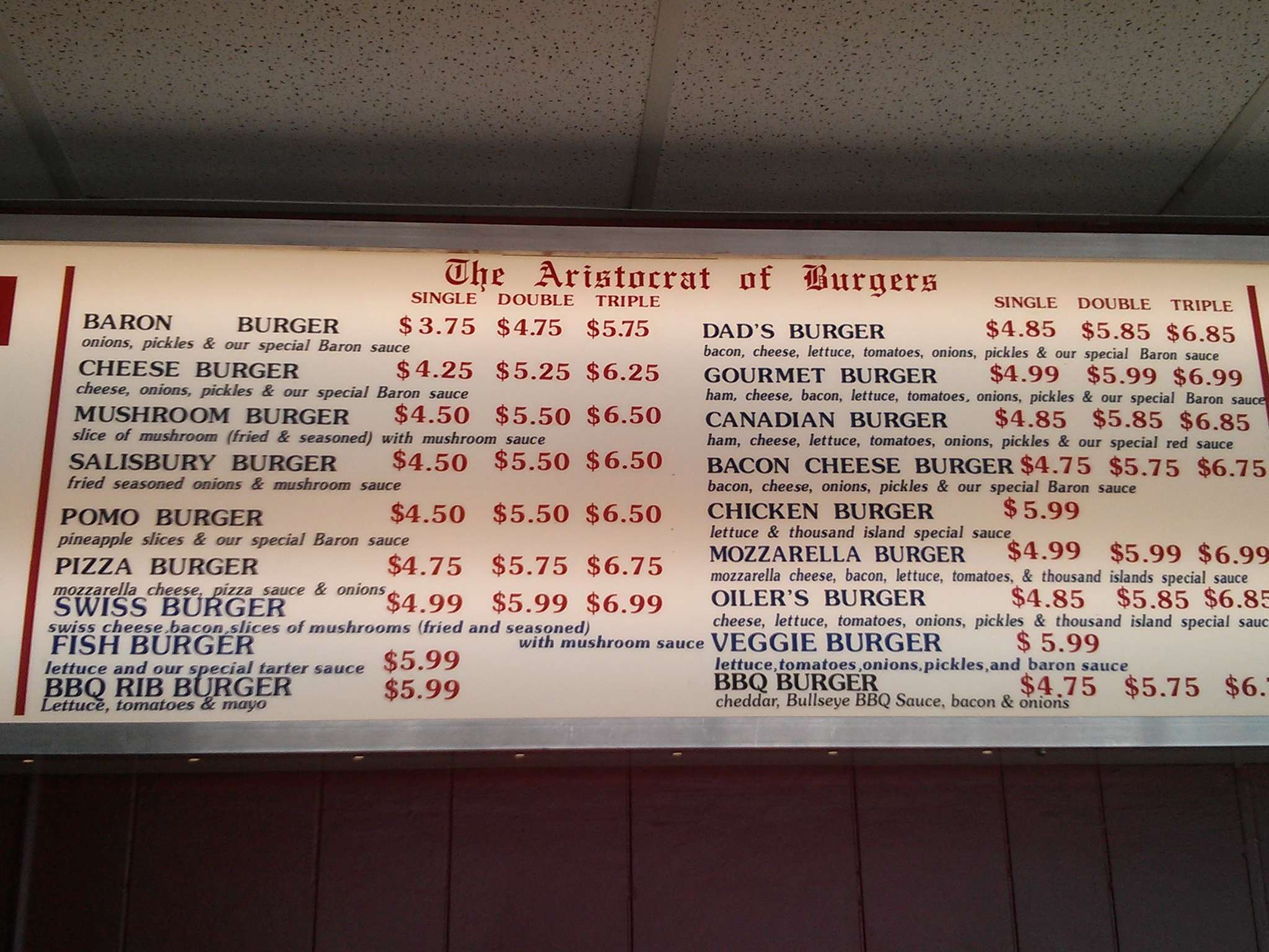 Burger Baron, Argyll & Industrial, Edmonton - Urbanspoon/Zomato