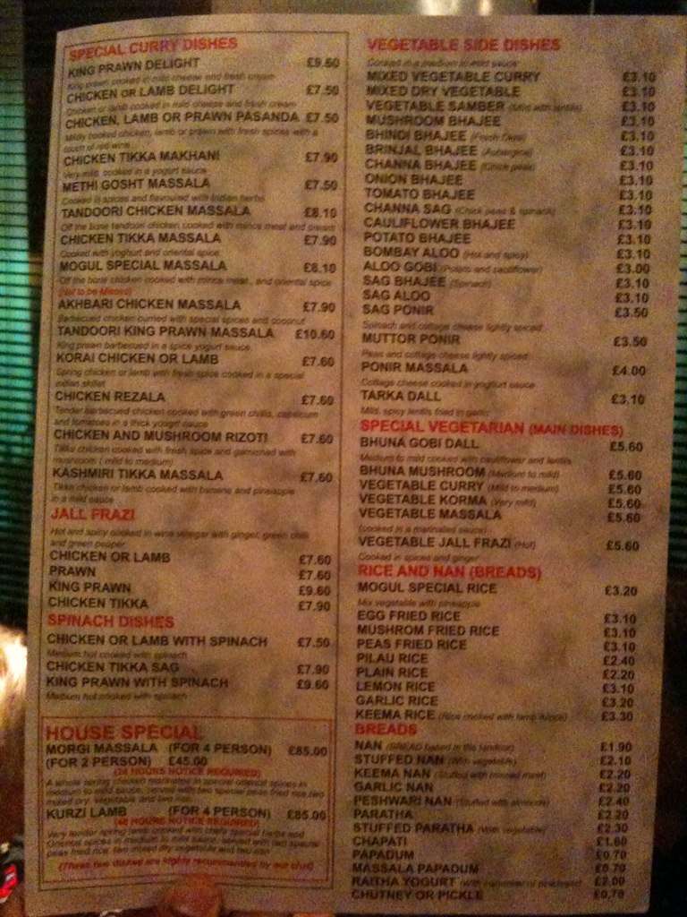 Menu at Mogul Dynasty restaurant, Ashtead, 1 Craddocks Ave