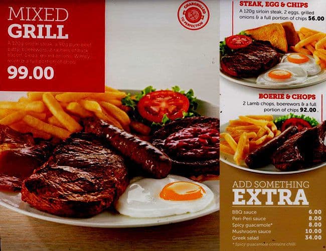 Menu at Wimpy restaurant, Hartbeespoort, Engen 1 Stop Umfula