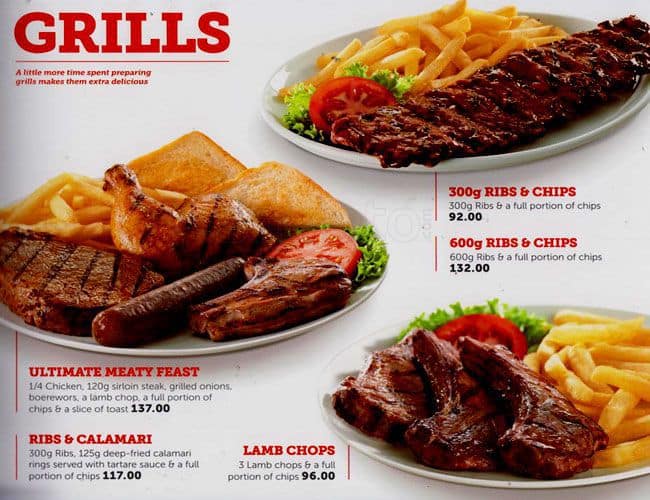 Menu at Wimpy restaurant, Hartbeespoort, Engen 1 Stop Umfula