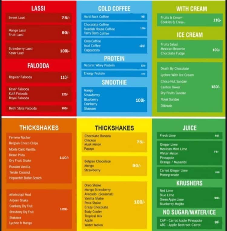 Menu of Think Juice, Mazgaon, Mumbai