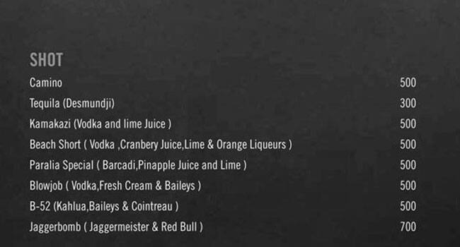 Menu at Baga Paralia Restaurant & Bar, Baga