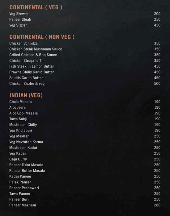 Menu at Baga Paralia Restaurant & Bar, Baga