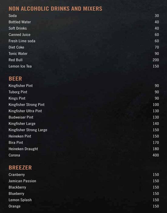 Menu at Baga Paralia Restaurant & Bar, Baga