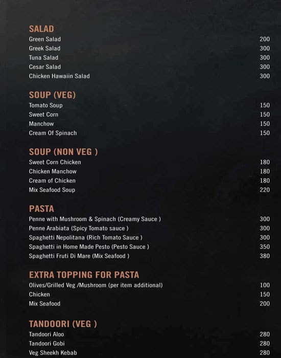 Menu at Baga Paralia Restaurant & Bar, Baga