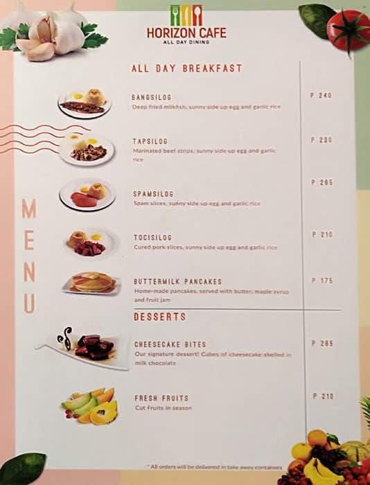 Menu at Horizon Cafe - Jinjiang Inn, Pasig