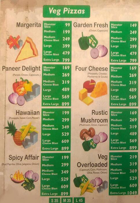 Menu of Chicago Pizza, Sector 56, Gurgaon