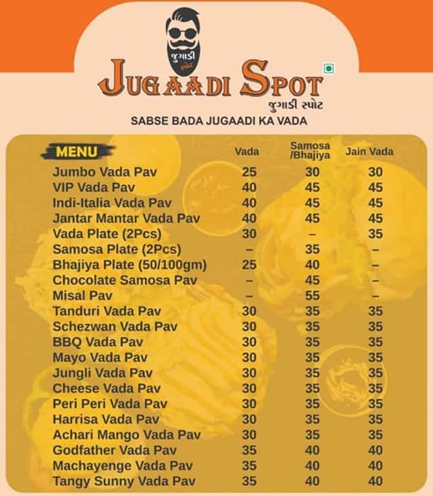 Menu of Jugaadi Spot, Gota, Ahmedabad