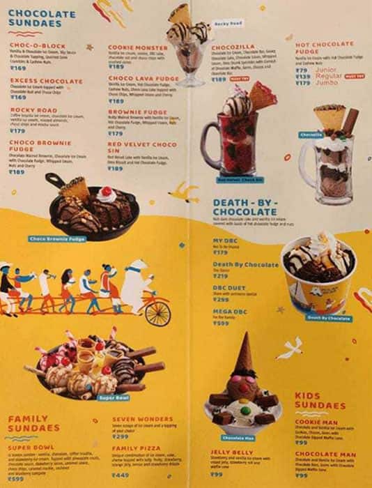 Menu of Polar Bear, Whitefield, Bangalore