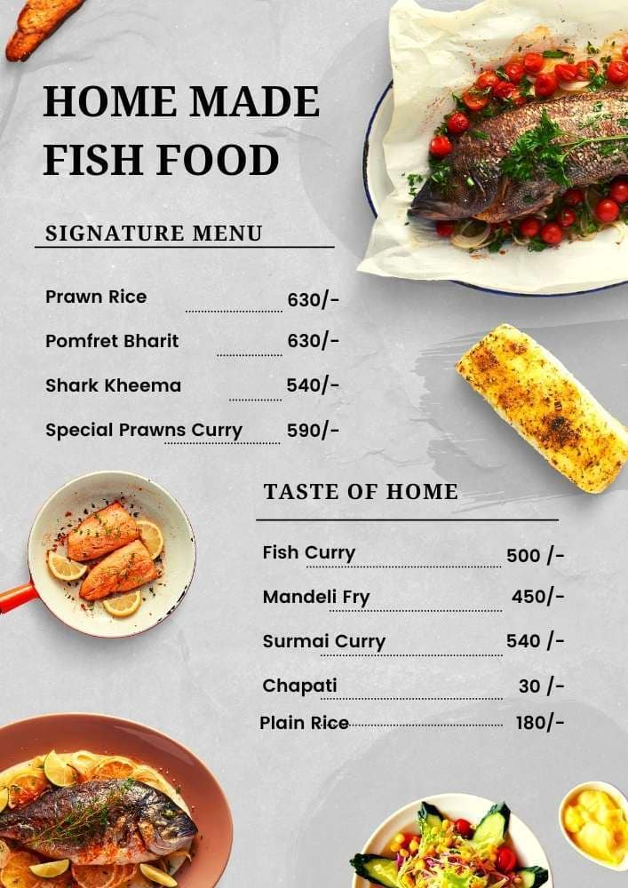 Menu of Home Made Koli Fish Food, Palghar, Mumbai