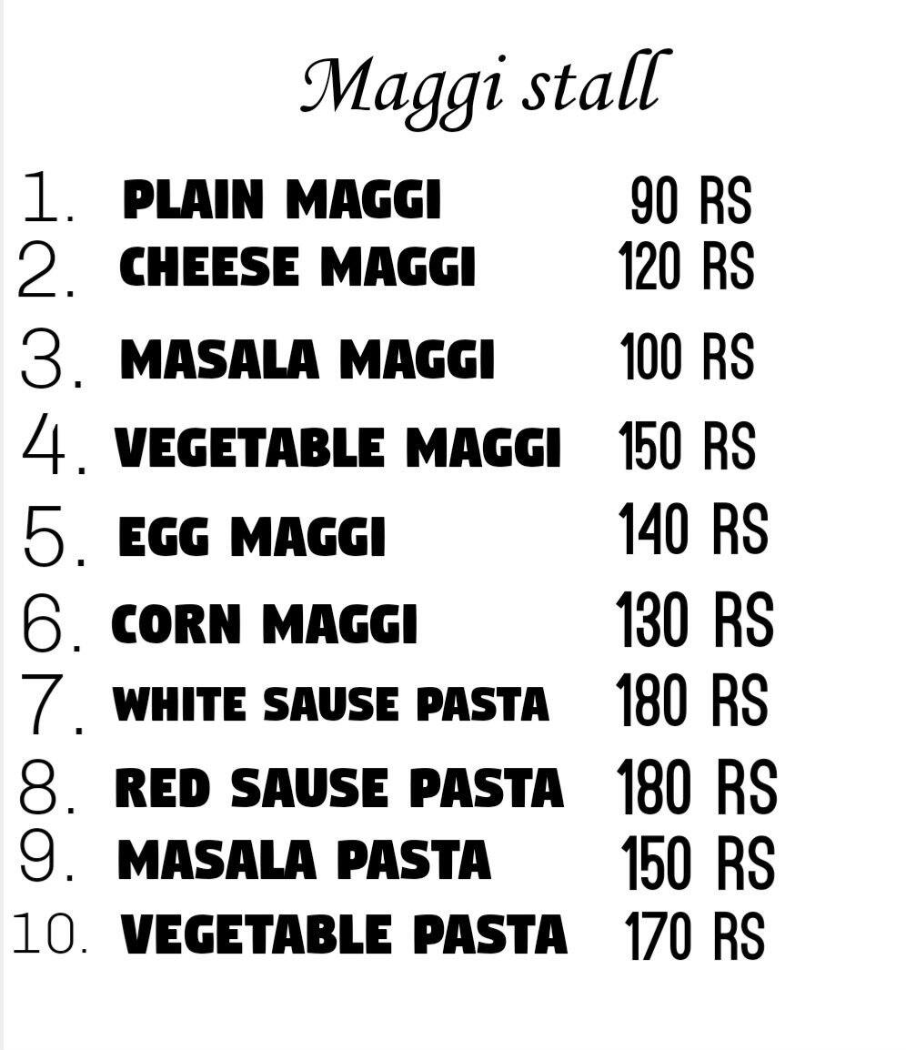 Menu of Maggi Stall, Ankur Vihar, Ghaziabad