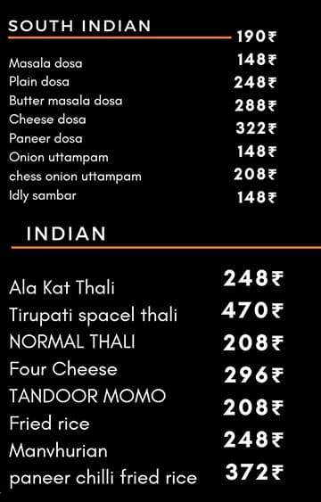Menu of Tirupati Sweets & Restaurant, Bankim Nagar, Siliguri