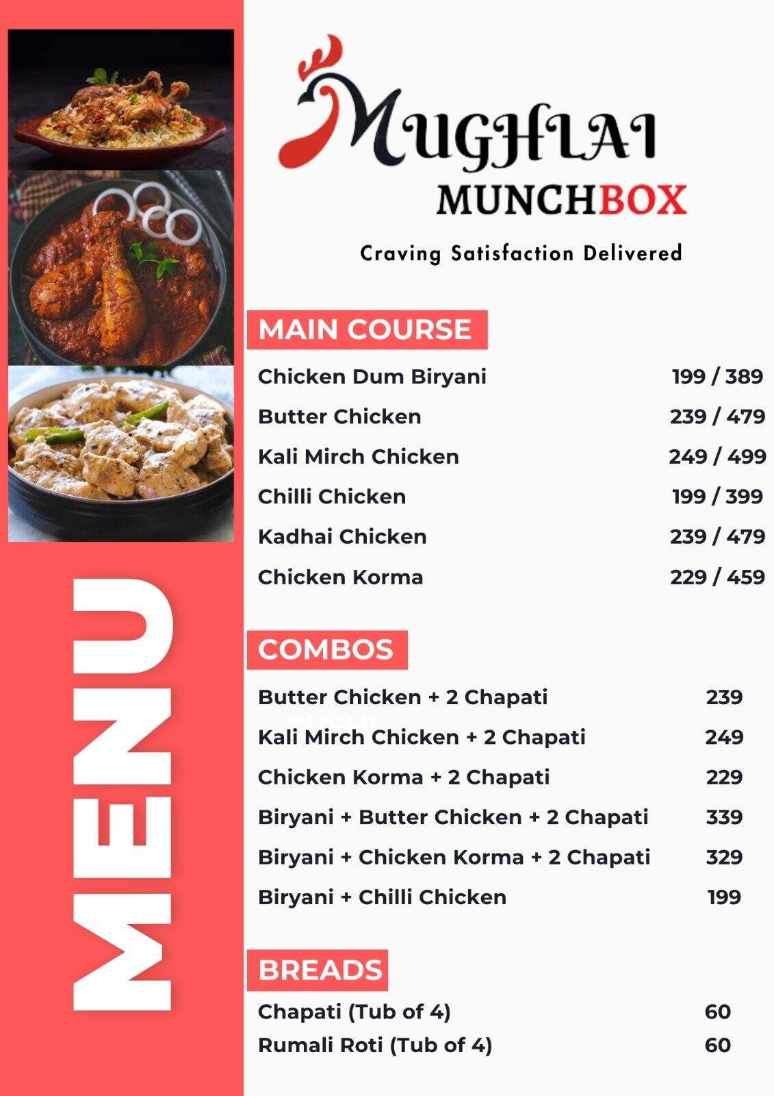 Menu of Mughlai Munchbox, Mohan Puri, Meerut