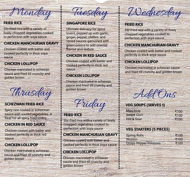 Menu of Chung Fa, Alkapuri, Vadodara