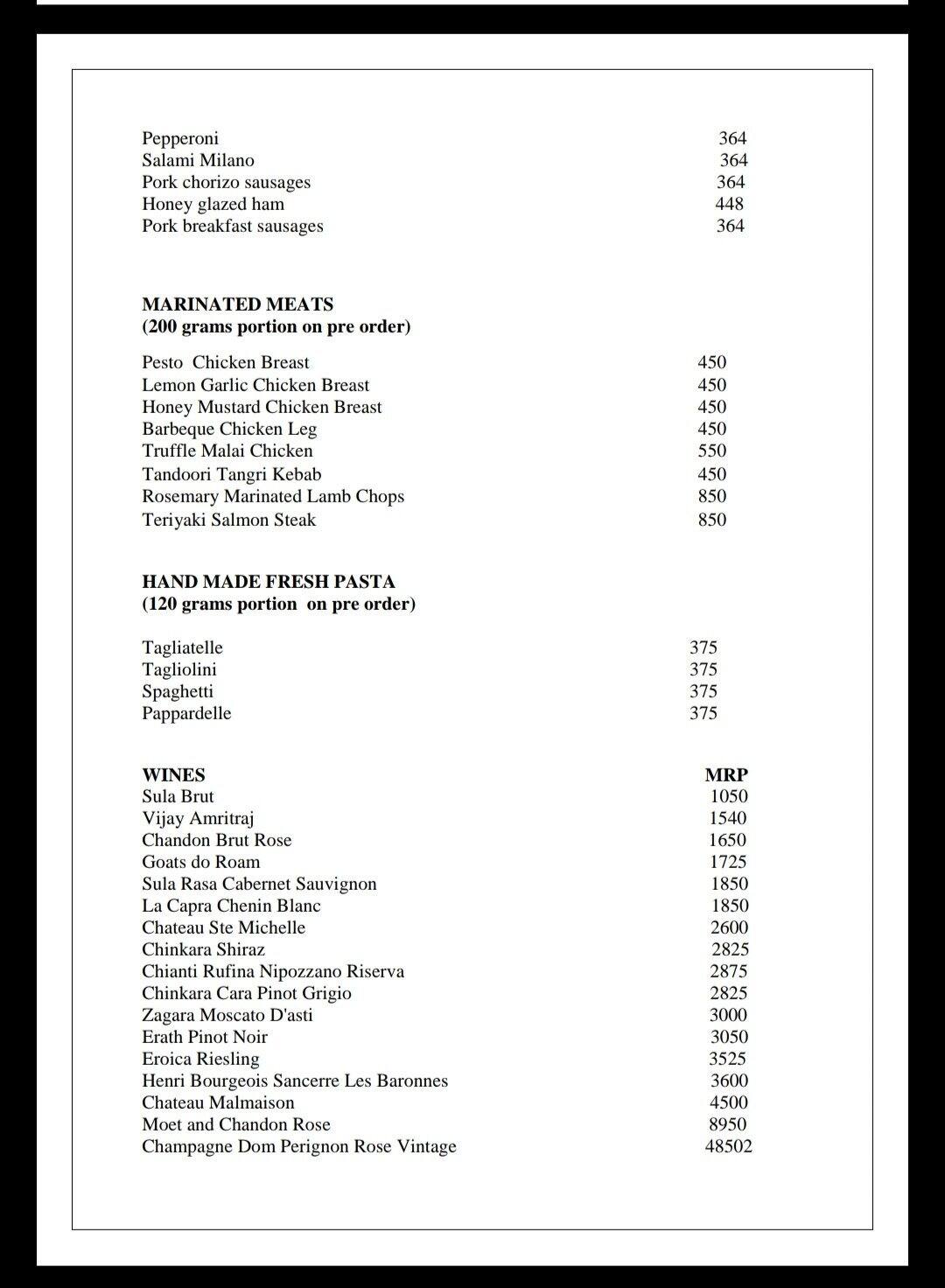 Menu at The Oberoi Patisserie and Delicatessen, Mumbai