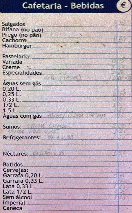 Menu em Casa Maroto café, São Pedro da Cadeira